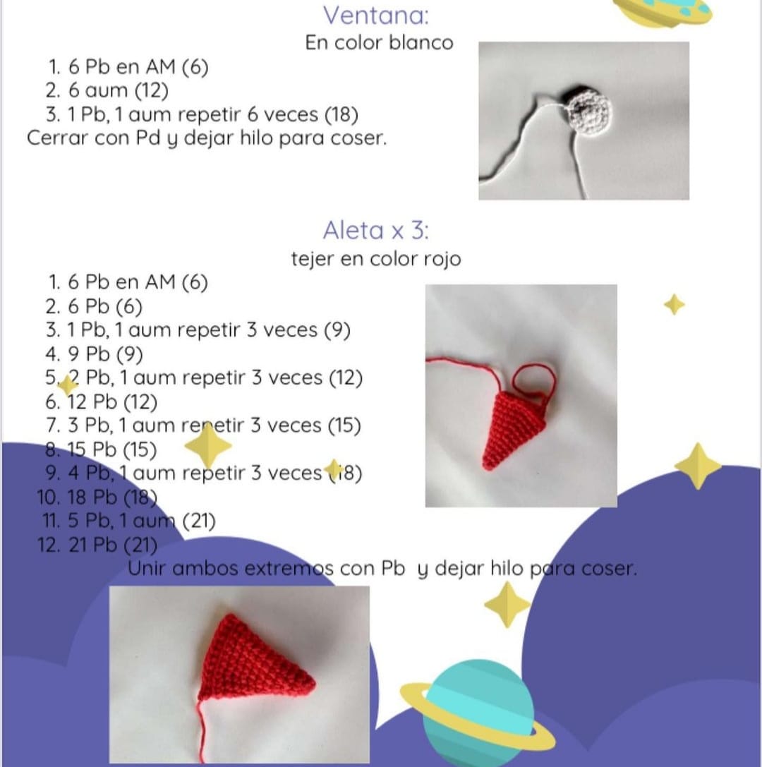 PATRON GRATIS Sonajero de Nave Espacial Amigurumi paso a paso ...