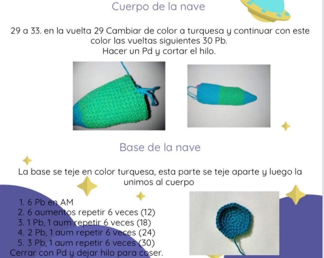 PATRON GRATIS Sonajero de Nave Espacial Amigurumi paso a paso ...