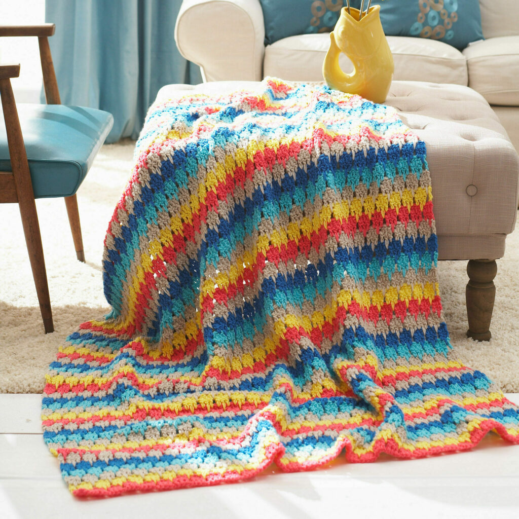 PATRÓN GRATIS Manta Arcoíris de Pies de Alondra - Crochetisimo