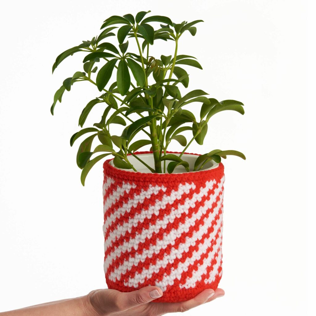 PATRÓN GRATIS Funda de Maceta Peppermint en Crochet - Crochetisimo