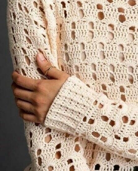 PATRÓN GRATIS Jersey de Punto Jazmín a Crochet - Crochetisimo