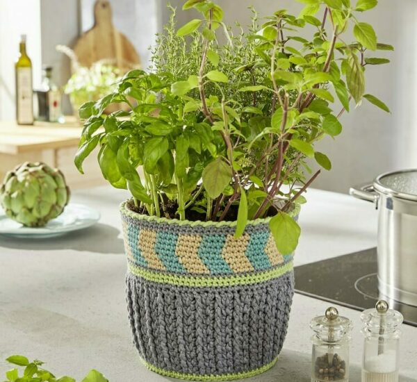 PATRÓN GRATIS Macetas Multicolor Clea en Crochet - Crochetisimo