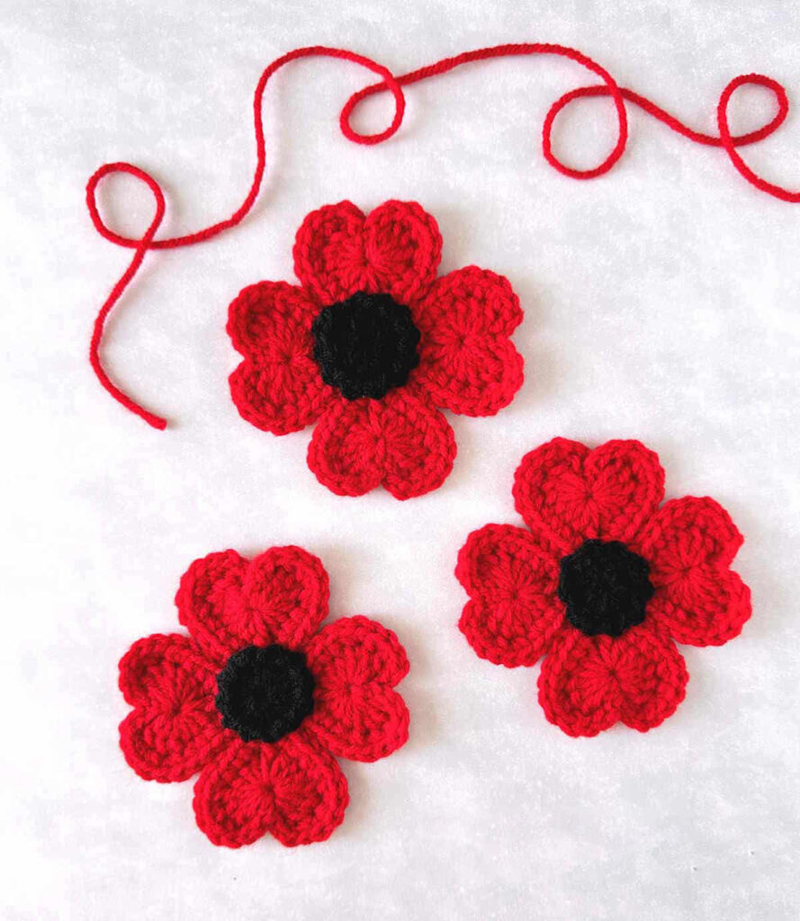 Flor de Amapola en Crochet PATRÓN GRATIS