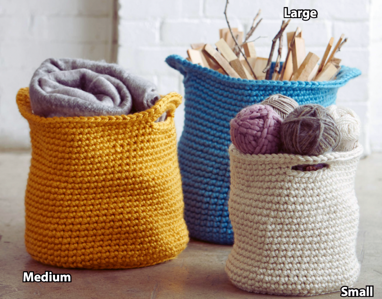 Cestas de Almacenamiento en Crochet Small, Medium y Large Patron Gratis ...