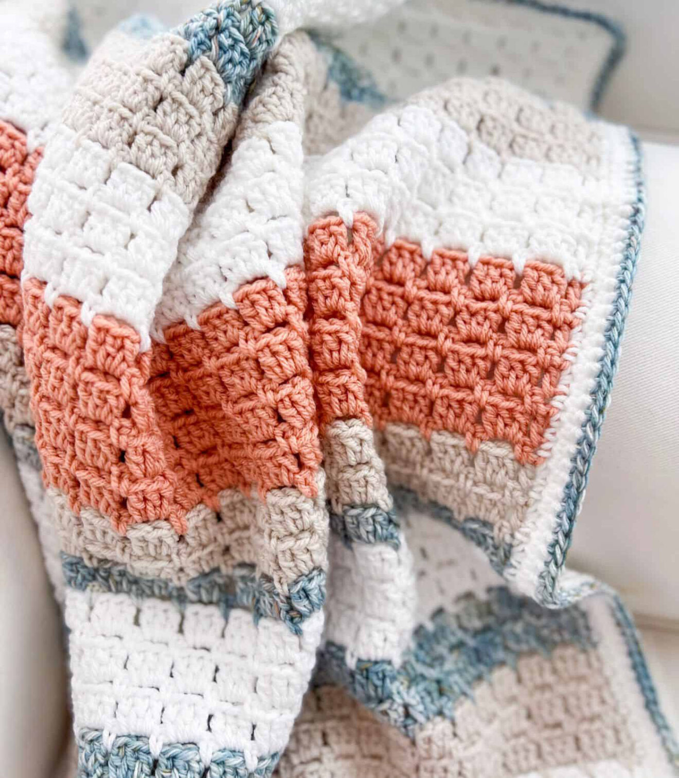 Manta para Principiantes Punto en Bloque a Crochet GRATIS