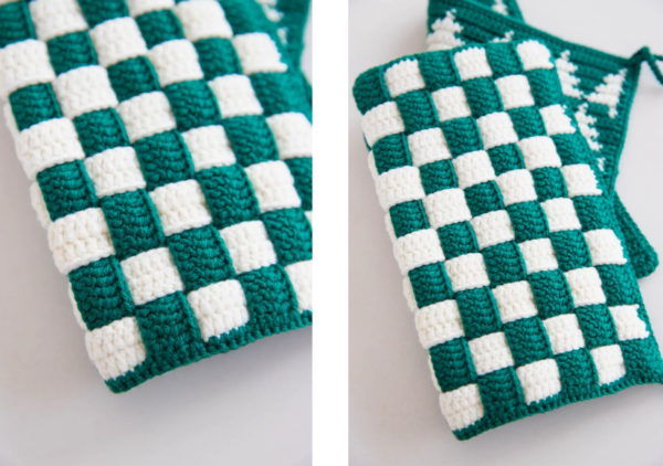 Paño de Cocina a Crochet de Cuadros Patrón Gratis - Crochetisimo