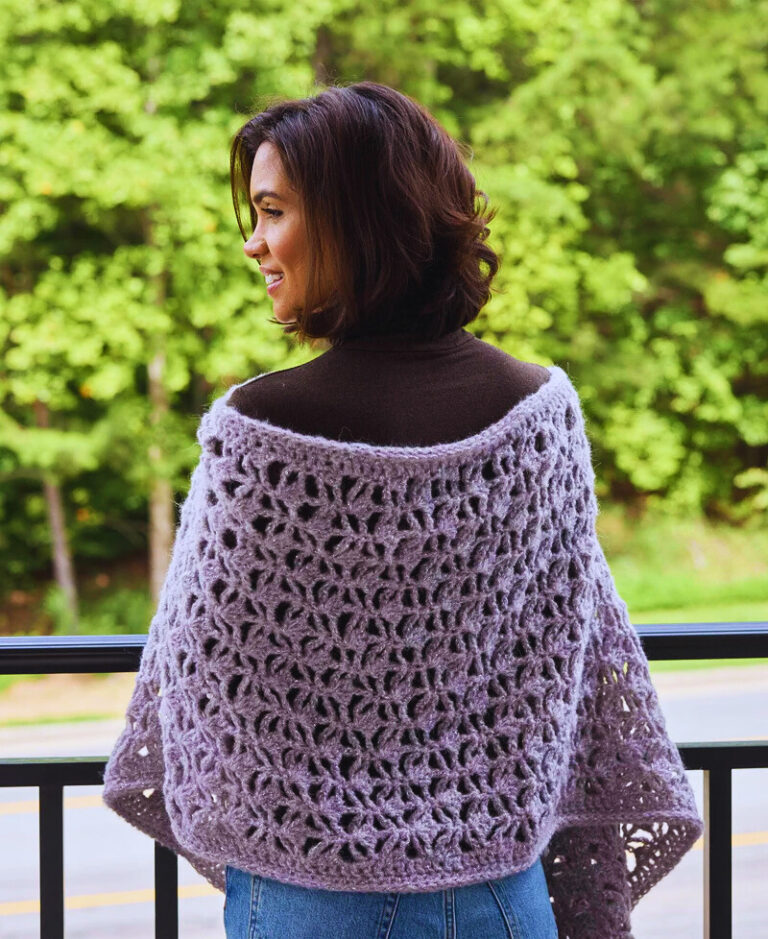 Chal Rectangular Yvonne en Crochet PATRON GRATIS - Crochetisimo